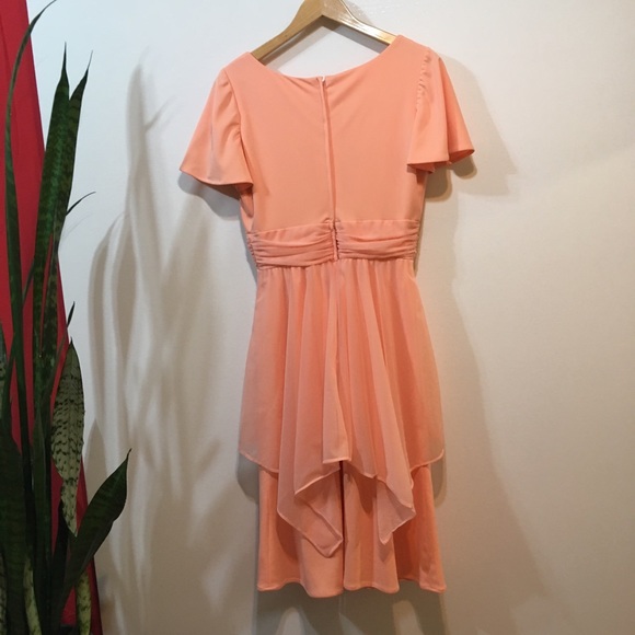 Vintage | Dresses | Vintage Peach Chiffon Ruffle Dress | Poshmark